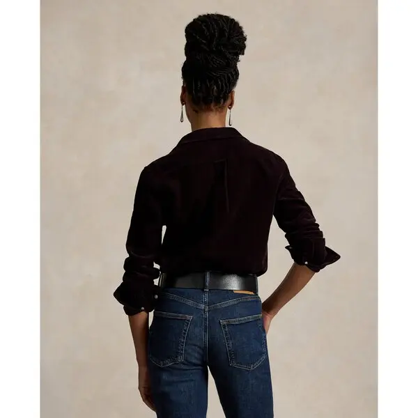 Ralph Lauren Classic Fit Cotton Corduroy Shirt With Embroidered Pony - Midnight Merlot