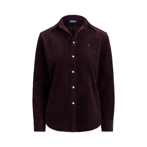 Ralph Lauren Classic Fit Cotton Corduroy Shirt With Embroidered Pony - Midnight Merlot