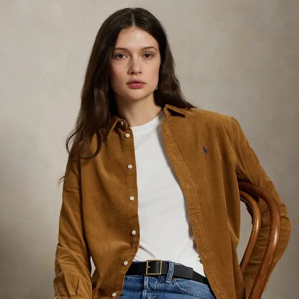 Ralph Lauren Classic Fit Cotton Corduroy Shirt - Tan