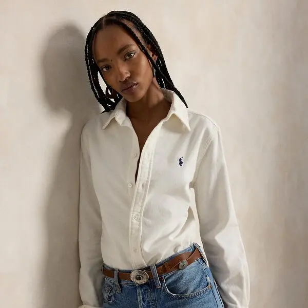 Ralph Lauren Classic Fit Cotton Corduroy Shirt With Embroidered Pony - Warm White