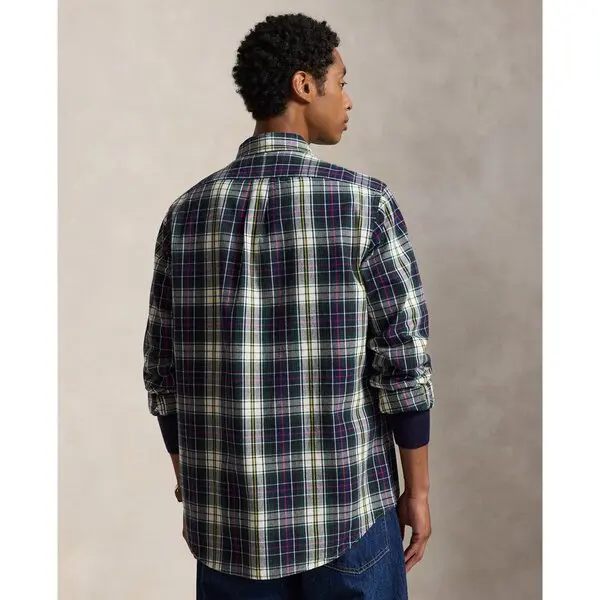 Ralph Lauren Classic Fit Plaid Brushed Oxford Shirt - Navy Green Multi