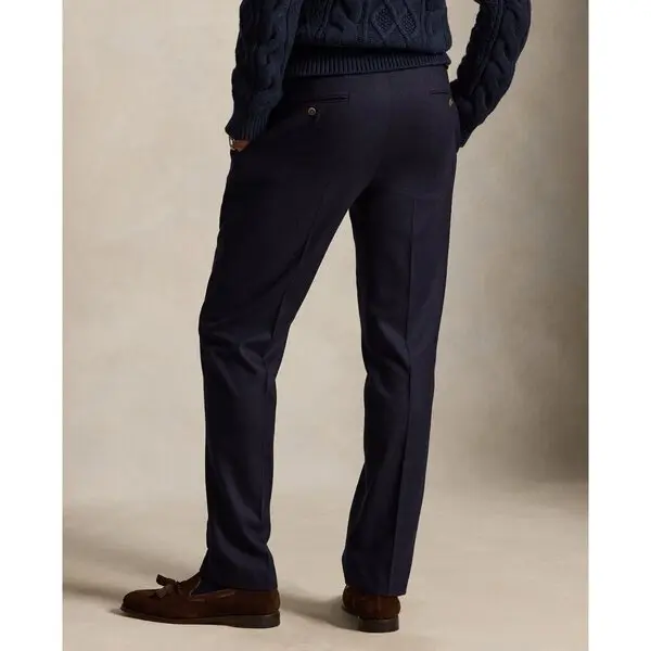 Ralph Lauren Wool Flannel Pleated Trousers - Navy