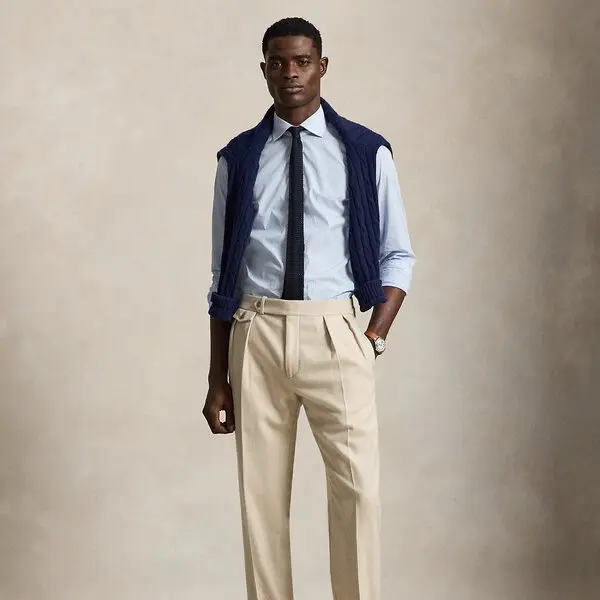 Ralph Lauren Wool Flannel Pleated Trousers