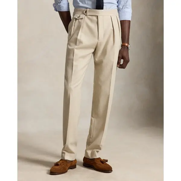 Ralph Lauren Wool Flannel Pleated Trousers