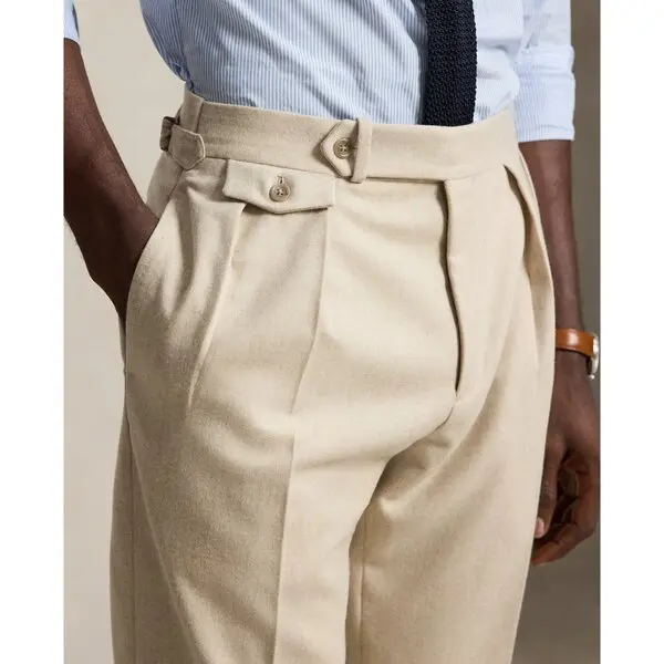 Ralph Lauren Wool Flannel Pleated Trousers