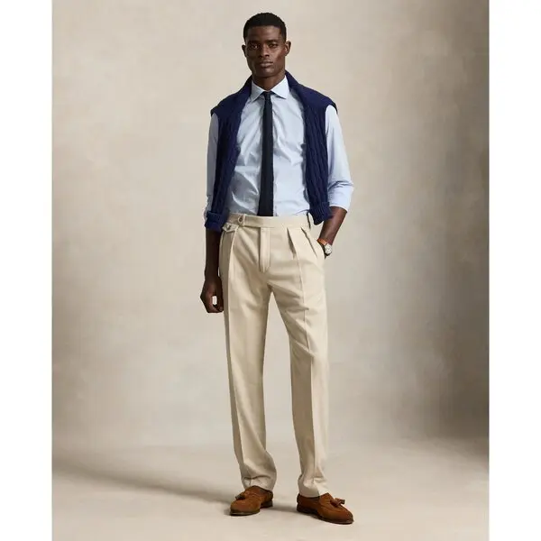 Ralph Lauren Wool Flannel Pleated Trousers
