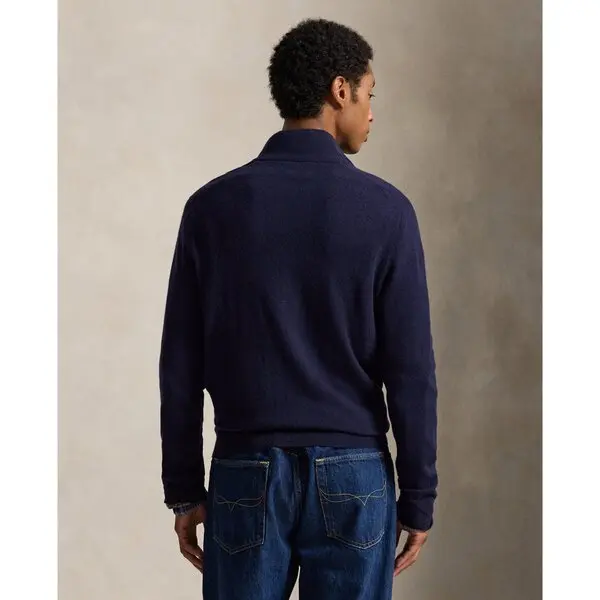 Ralph Lauren Polo Bear Embroidered Wool Quarter-zip Sweater