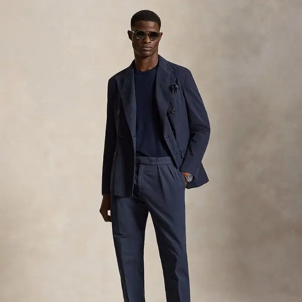 Ralph Lauren Pleated Cotton Poplin Suit Trousers