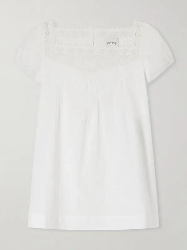 Posse Veda Broderie Anglaise Organic Cotton Top - White