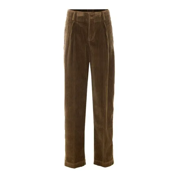 Etro Velvet Pants With Pegaso Buttons - Brown