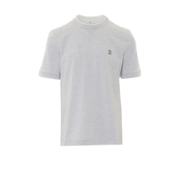 Brunello Cucinelli Faux Layering And Logo T-shirt - Gray