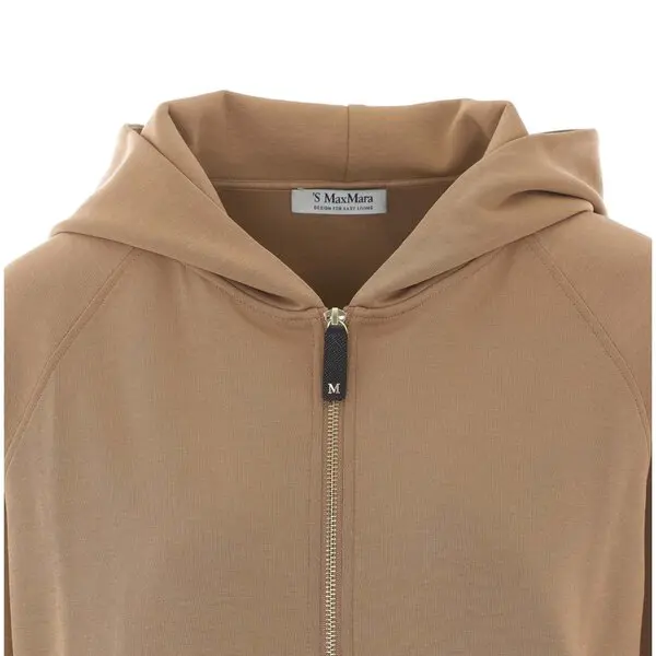 Max Mara Zip-up Hooded Sweatshirt With Embroidered Logo - Cream