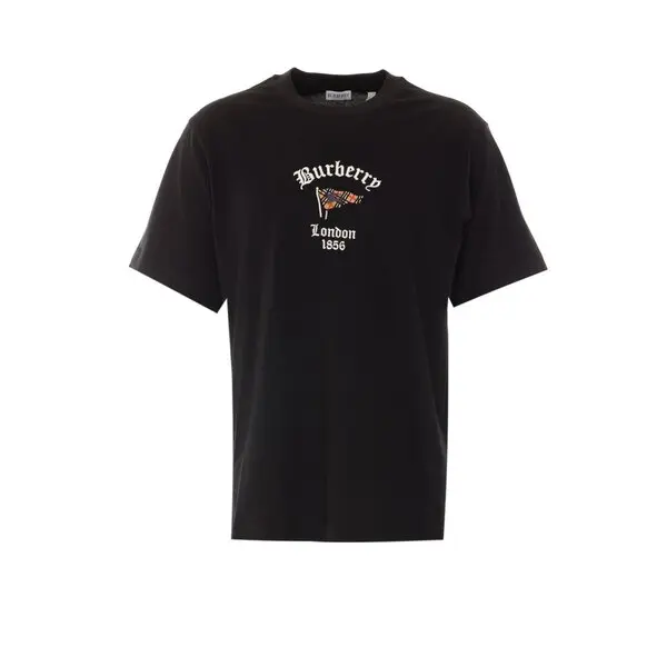 Burberry T-shirt With Check Flag - Black