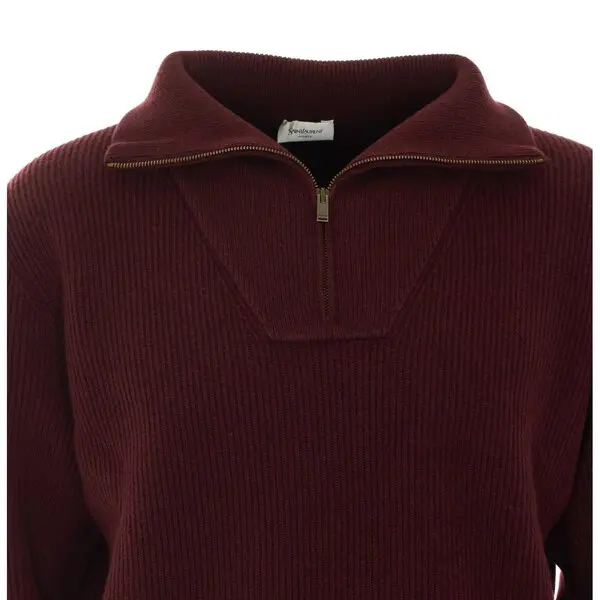Saint Laurent Ribbed Knit Half-zip Sweater