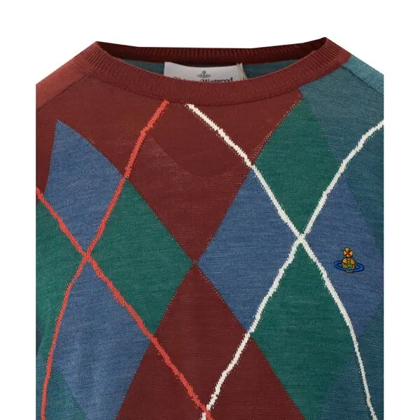 VIVIENNE WESTWOOD Argyle Crew Neck Long Sleeve Sweater
