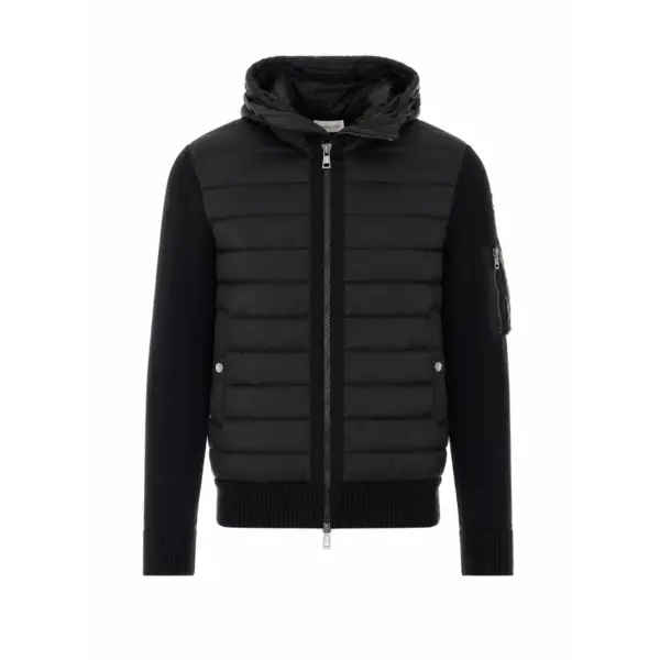 Moncler Logo Quilted Zip-up Cardigan - Black