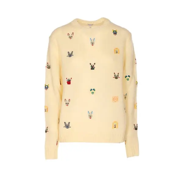 Loewe Embroidered Multicolor Effect Wool Sweater