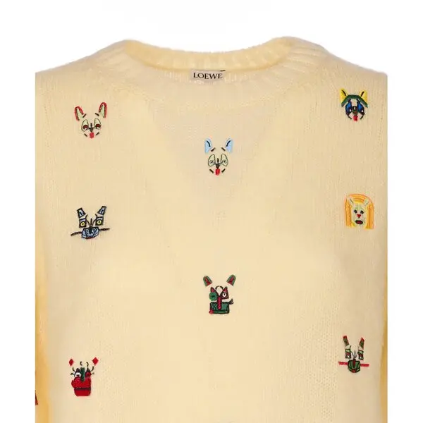 Loewe Embroidered Multicolor Effect Wool Sweater