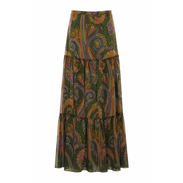 Etro Paisley Print Silk Long Skirt - Multicolor