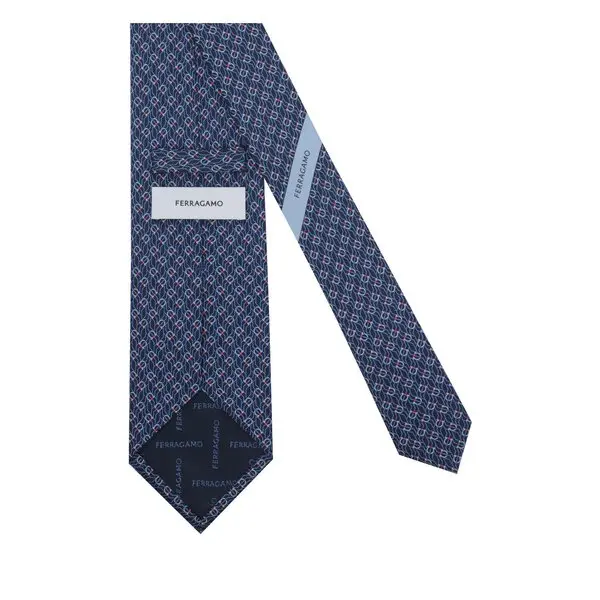 FERRAGAMO Geometric Print Silk Neck Tie