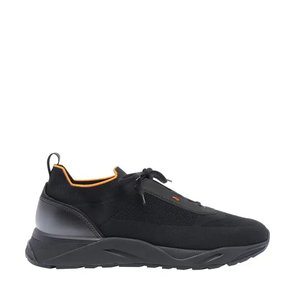 Santoni Fabric Lace-up Sneakers With Contrast Piping