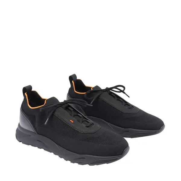 Santoni Fabric Lace-up Sneakers With Contrast Piping