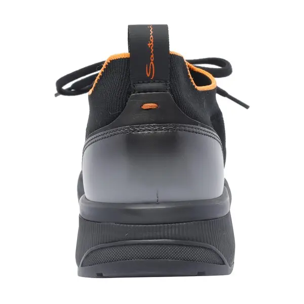 Santoni Fabric Lace-up Sneakers With Contrast Piping
