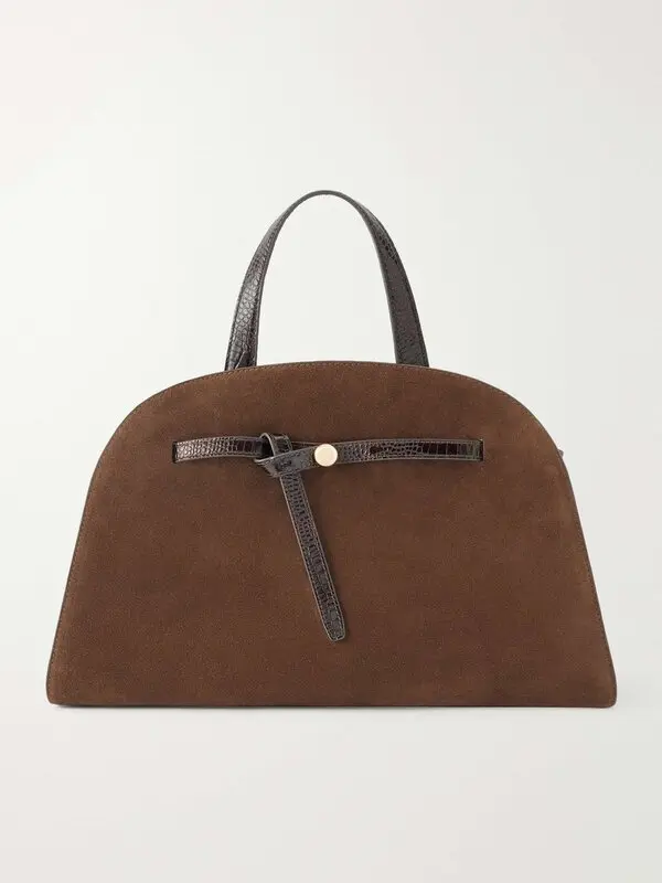 Tory Burch Romy Bauletto Leather-trimmed Suede Leather Tote