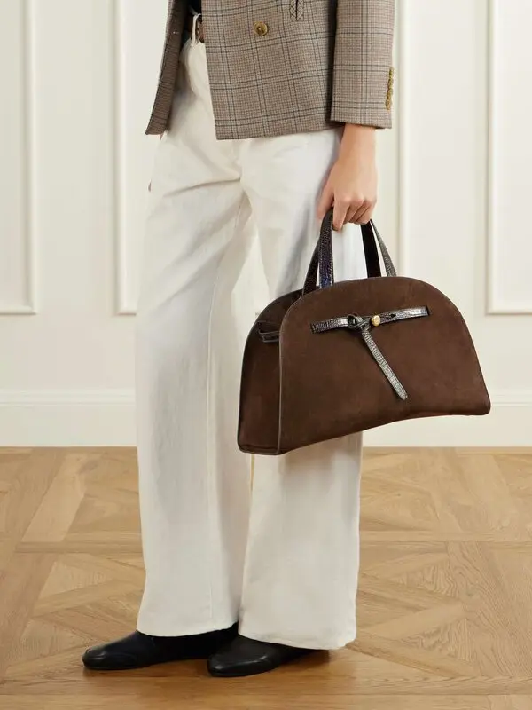 Tory Burch Romy Bauletto Leather-trimmed Suede Leather Tote