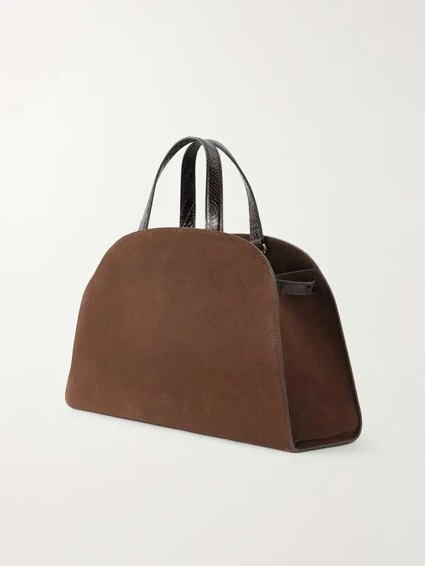 Tory Burch Romy Bauletto Leather-trimmed Suede Leather Tote