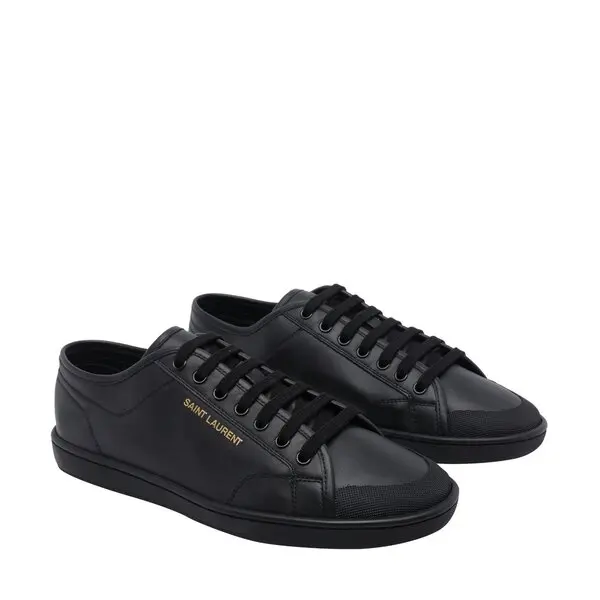 Saint Laurent Black Leather Lace-up Sneakers - Multicolor
