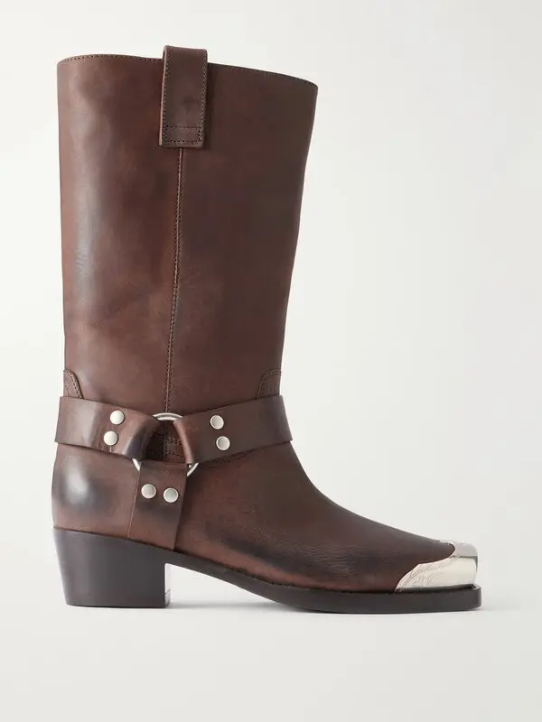 Paris Texas Roxy Embellished Leather Ankle Boots - Brown
