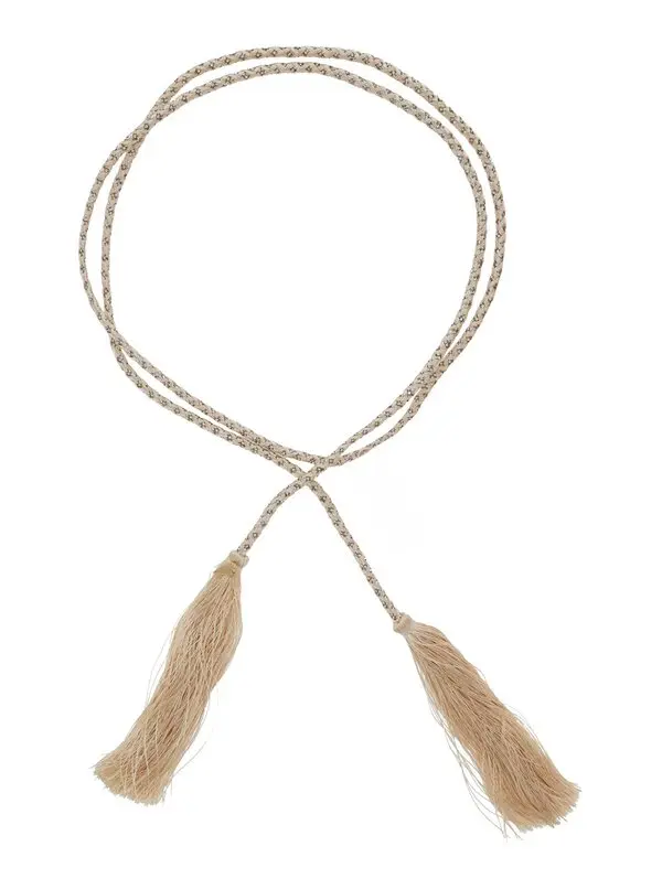 FORTE_FORTE Belt With Rope Design With Tassels In Crystals And Fabric For - Brown