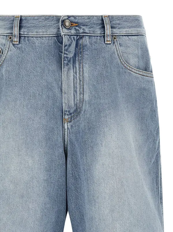 Dolce & Gabbana Wide-leg Denim Bermuda Shorts With Frayed Hem