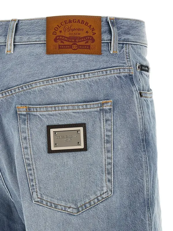 Dolce & Gabbana Wide-leg Denim Bermuda Shorts With Frayed Hem