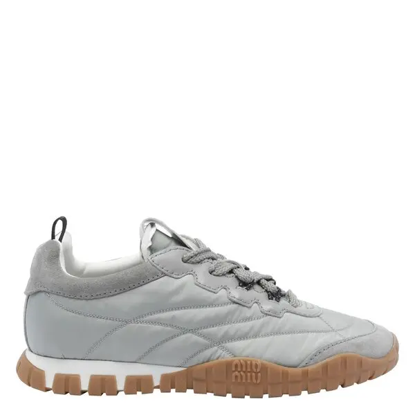 Miu Miu Fabric And Calf Leather Low Top Sneakers