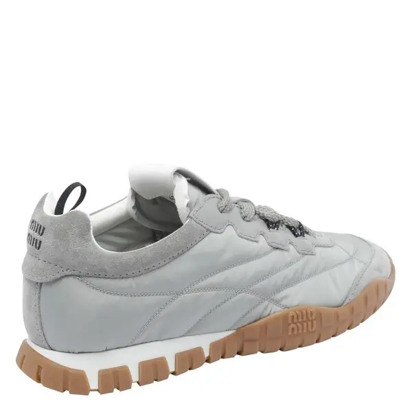 Miu Miu Fabric And Calf Leather Low Top Sneakers