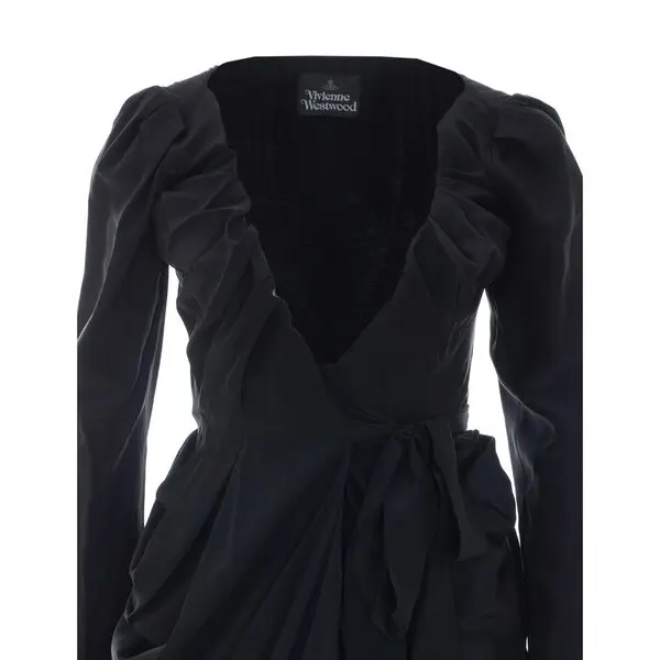 VIVIENNE WESTWOOD Draped V-neck Long-sleeve Belted Dress