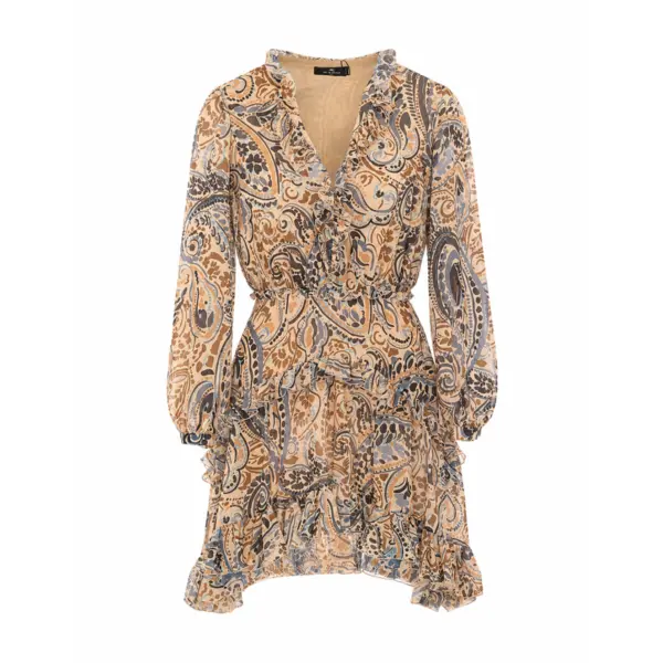 Etro Paisley Piazzata Motif Dress - Cream