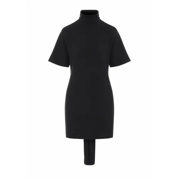 Alaïa Asymmetric Turtleneck Dress With Bow Detail - Black