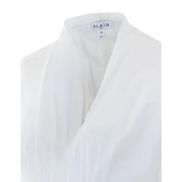 Alaïa Belted V-neck Dress - White