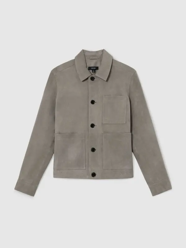 REISS Wilstead Suede Button-through Trucker Jacket