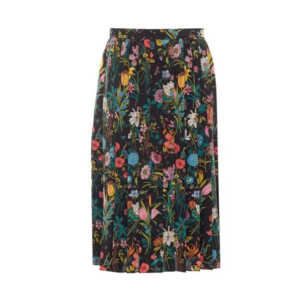 Gucci Flora Allover Printed Silk Midi Skirt