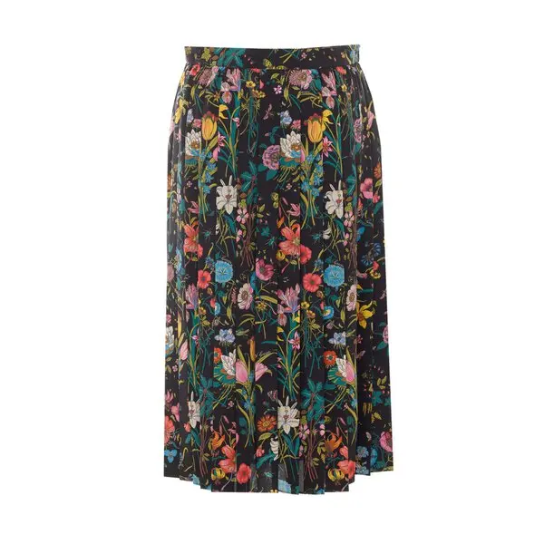 Gucci Flora Allover Printed Silk Midi Skirt
