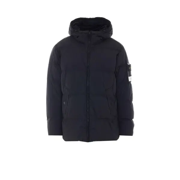 Stone Island Garment Dyed Crinkle Reps Logo Down Jacket