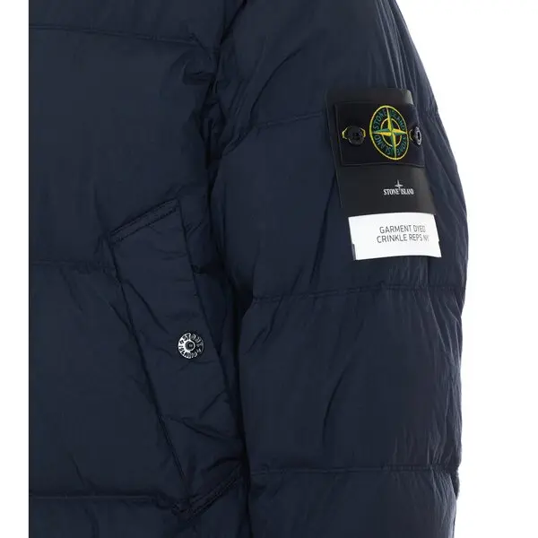 Stone Island Logo Garment Dyed Crinkle Reps Down Jacket
