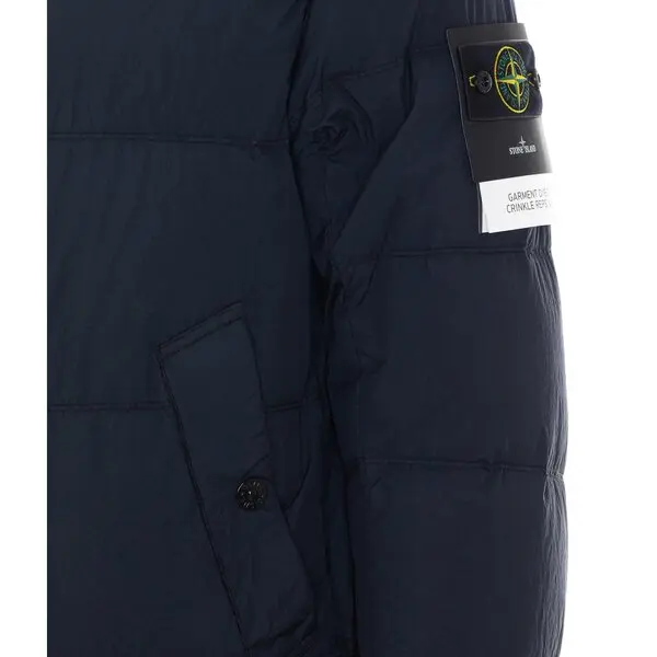 Stone Island Logo Garment Dyed Crinkle Reps Down Jacket