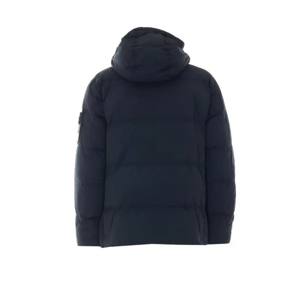 Stone Island Logo Garment Dyed Crinkle Reps Down Jacket