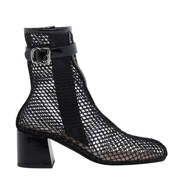 Alaïa Mesh Detail Block Heel Ankle Boots - Black