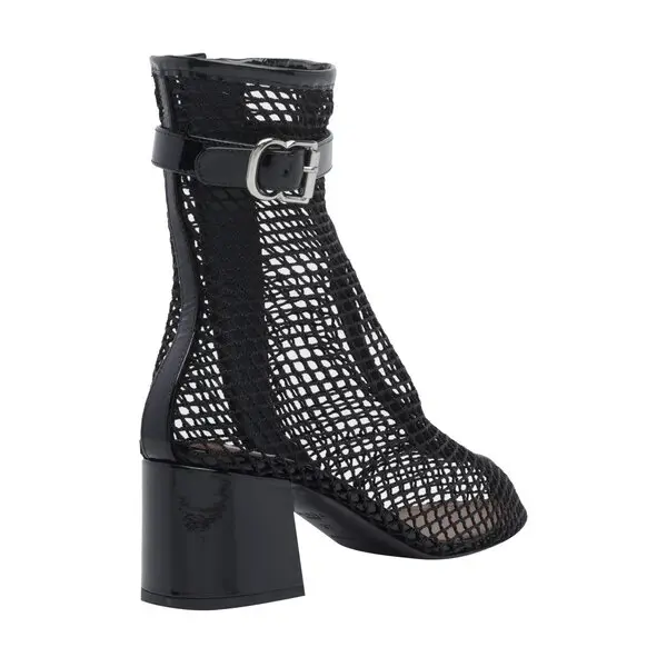 Alaïa Mesh Detail Block Heel Ankle Boots - Black
